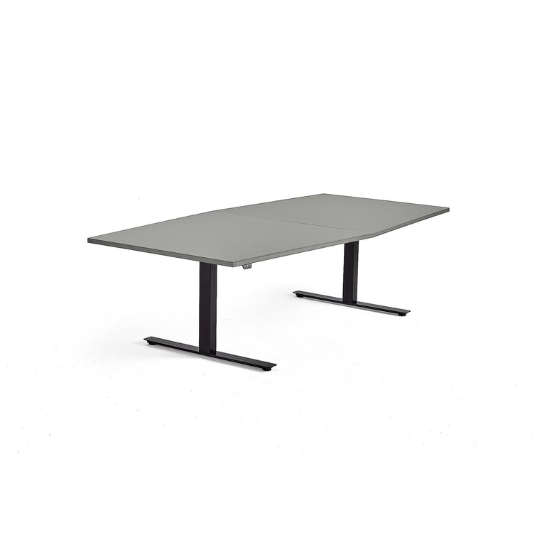 Standing conference table MODULUS, 2400x1200 mm, black frame, light ...