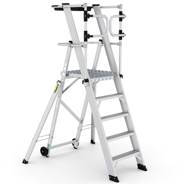 Large folding platform steps, 4 treads, H 1000 mm | AJ Products UK