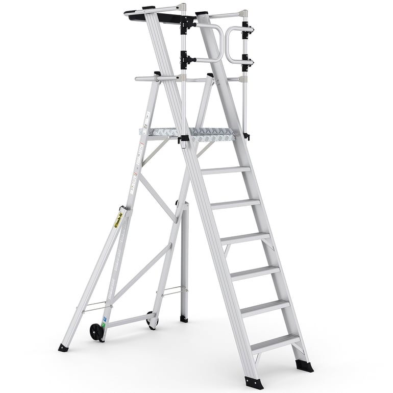Large folding platform steps, 6 treads, H 1500 mm | AJ Products UK