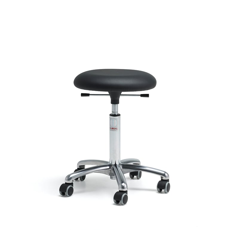Mobile stool BETA, H 520-710 mm, artificial leather, black | AJ Products UK