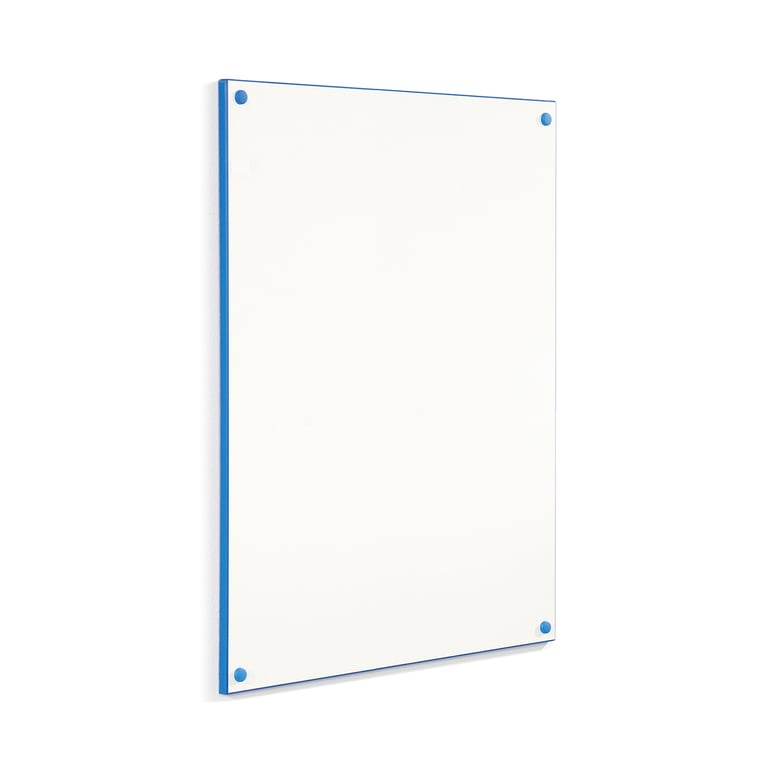Frameless whiteboard, 1176x876 mm, blue edging | AJ Products UK