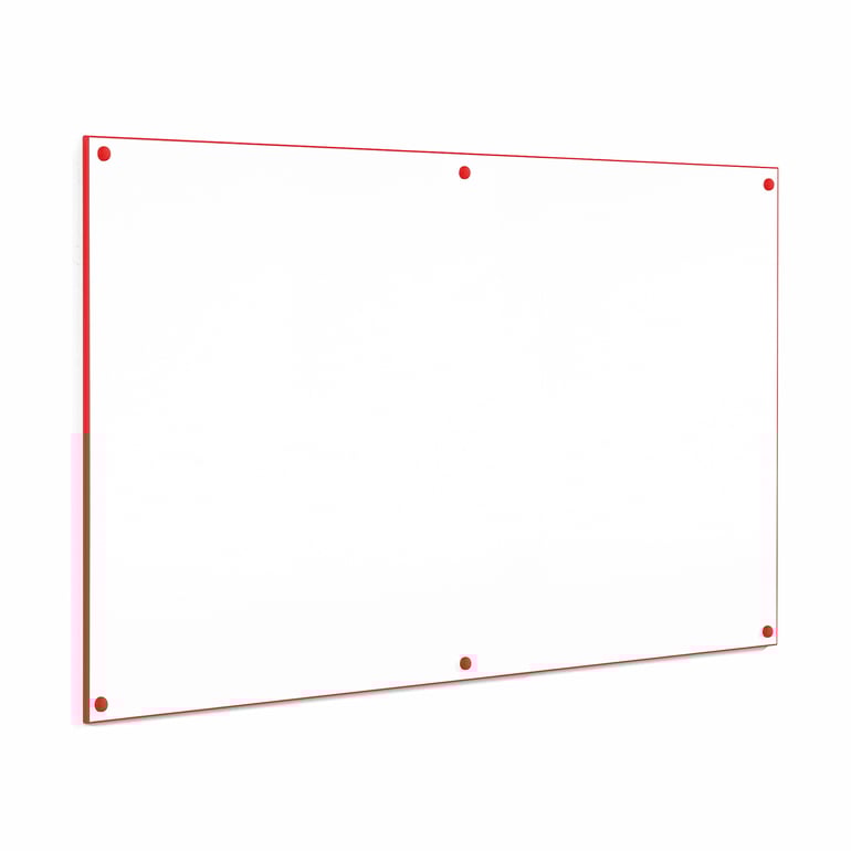 Frameless whiteboard, 2379x1176 mm, red edging | AJ Products IE