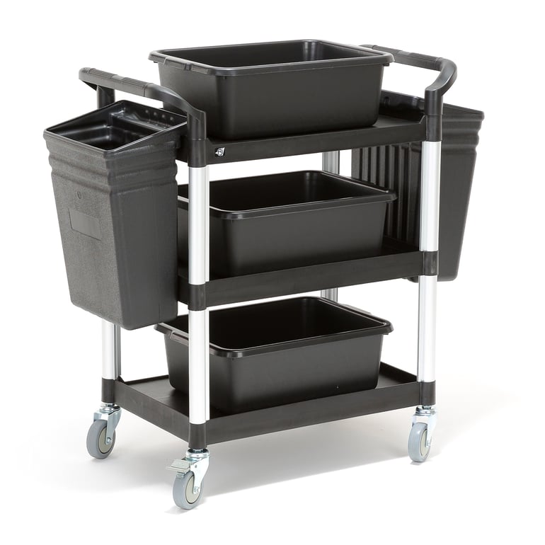 Hyllvagn MOVE, 3 hyllplan, 2 hinkar, 3 backar, 800x430x960 mm | AJ ...