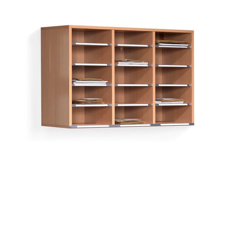Wall mounted mail sorting unit MESSENGER, 15 comps, 600x915x400 mm ...
