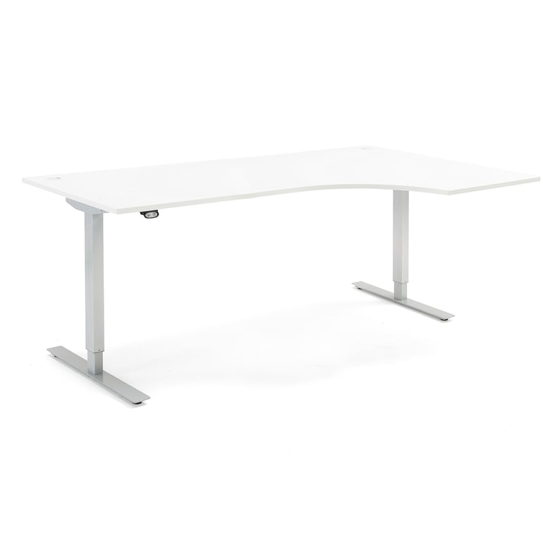 Höhenverstellbarer Eckschreibtisch FLEXUS, 2000 x 1200 mm, weiß | AJ ...