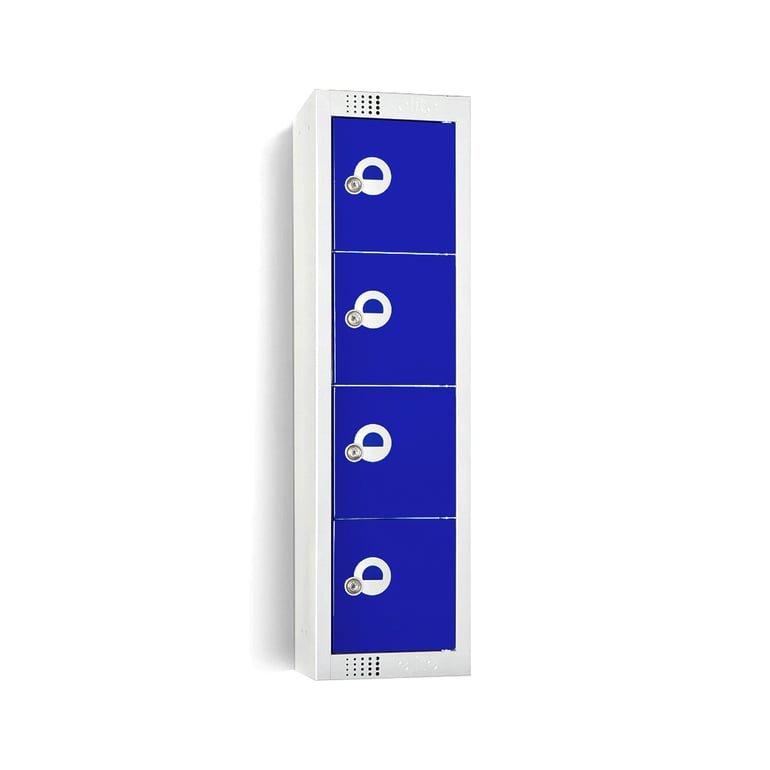 Personal effects locker, 4 door, 920x250x160 mm, dark blue | AJ Products IE