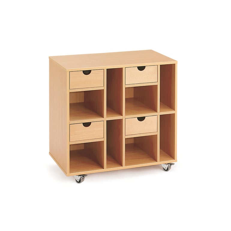 Laatikosto, 4 laatikkoa, 8 lokeroa, 800x807x450 mm, pyökki/pyökki | AJ ...