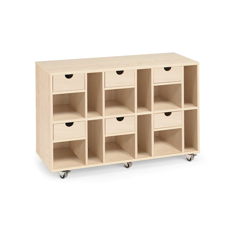 Laatikosto, 6 laatikkoa, 12 lokeroa, 800x1200x450 mm, koivu/koivu | AJ ...