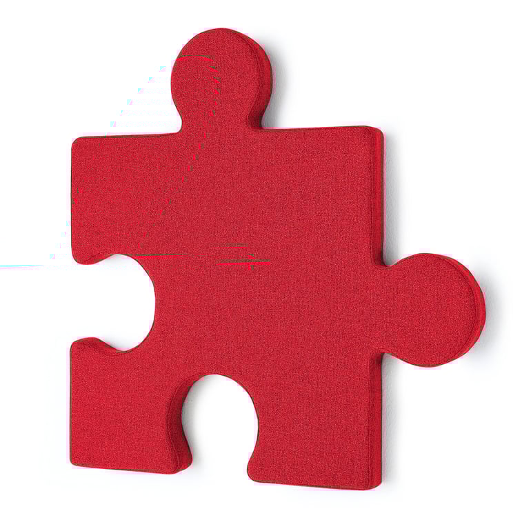 Acoustic panel POLY, jigsaw piece, 700x700x50 mm, red | AJ Products IE