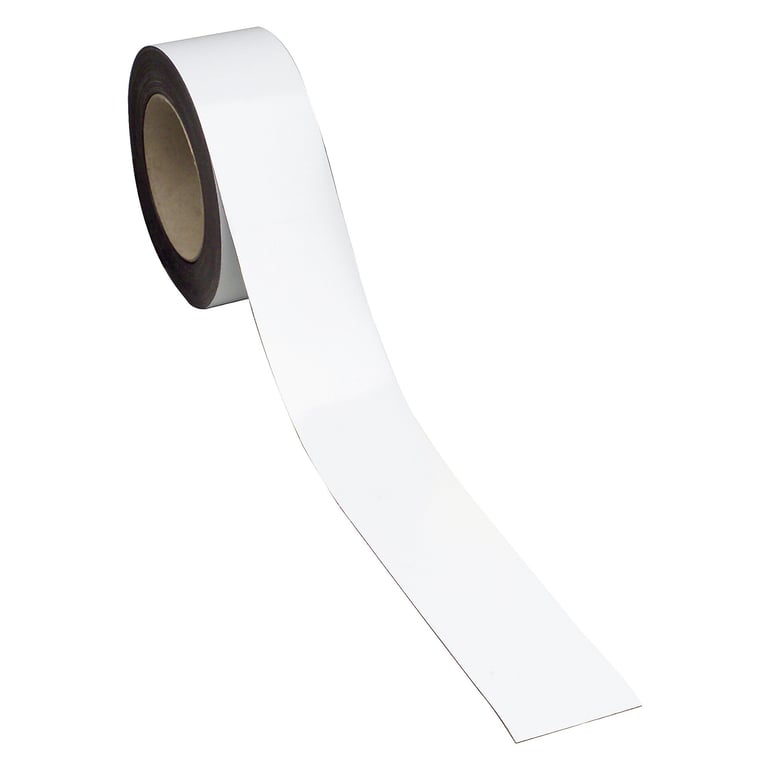 Magnetic easy wipe racking strip, 50 mm x 10 m, white | AJ Products UK