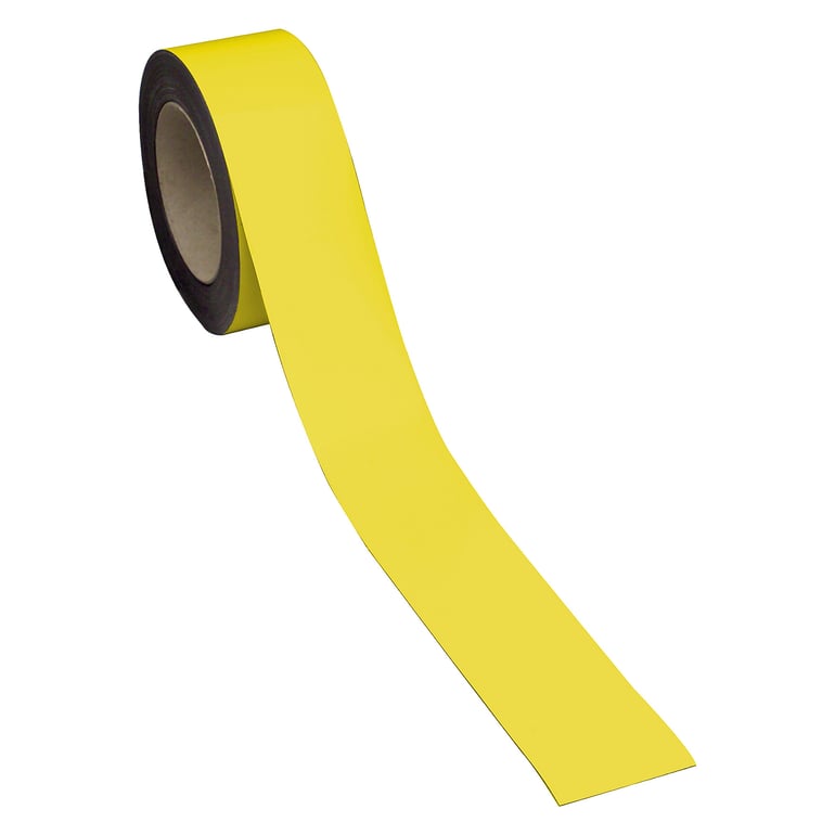 Magnetic easy wipe racking strip, 50 mm x 10 m, yellow | AJ Products IE