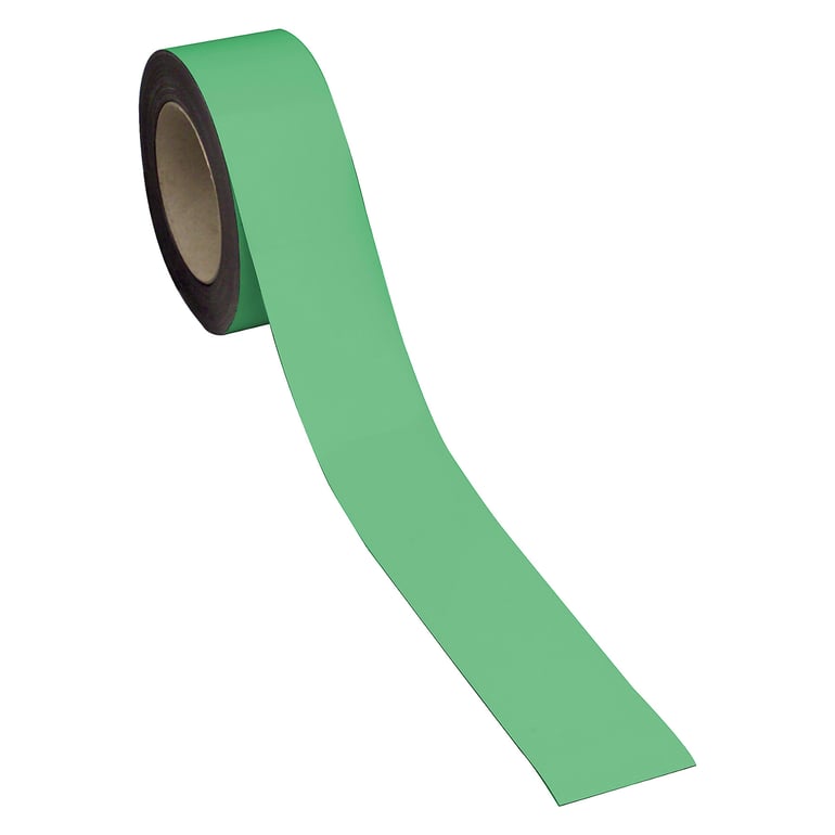 Magnetic easy wipe racking strip, 50 mm x 10 m, green | AJ Products UK