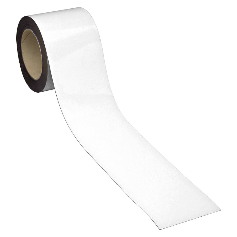 Magnetic easy wipe racking strip, 90 mm x 10 m, white | AJ Products UK