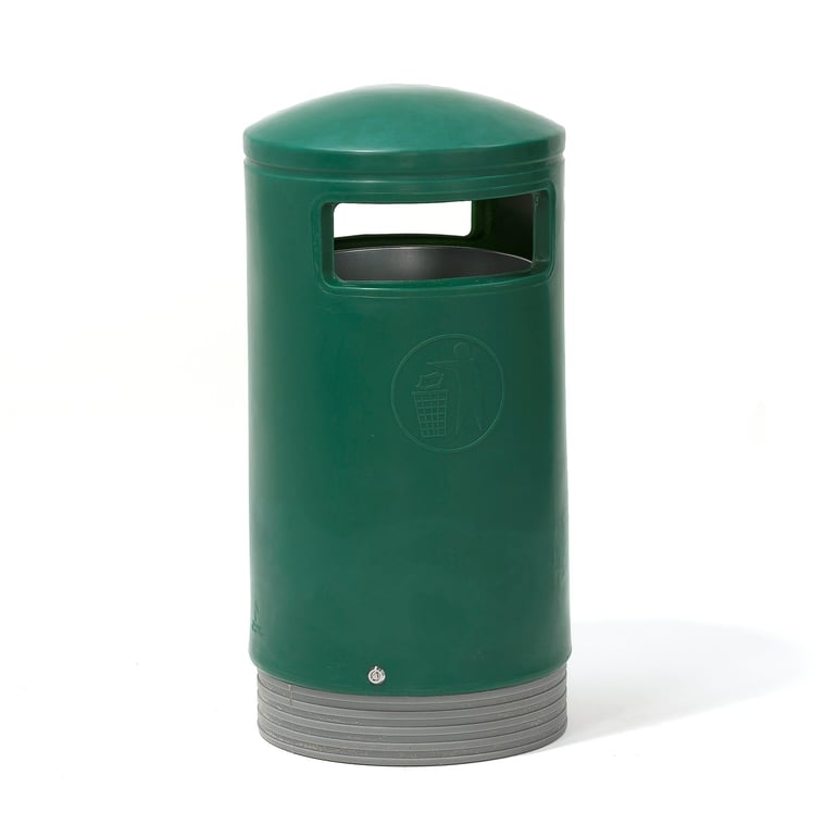 Indoor & outdoor hooded top bin, Ø 485x1000 mm, 75 L, green | AJ ...