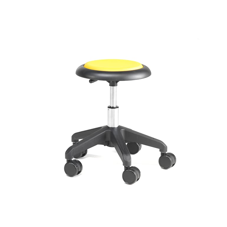 Mobile stool MICRO, H 380-510 mm, yellow | AJ Products IE