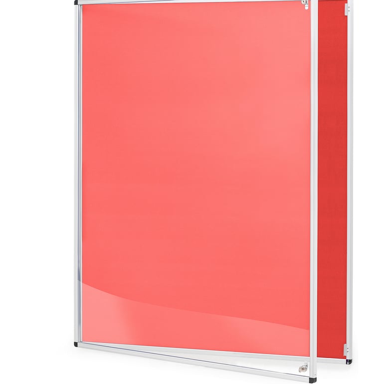 Tamperproof noticeboard, 900x1200 mm, red | AJ Products UK