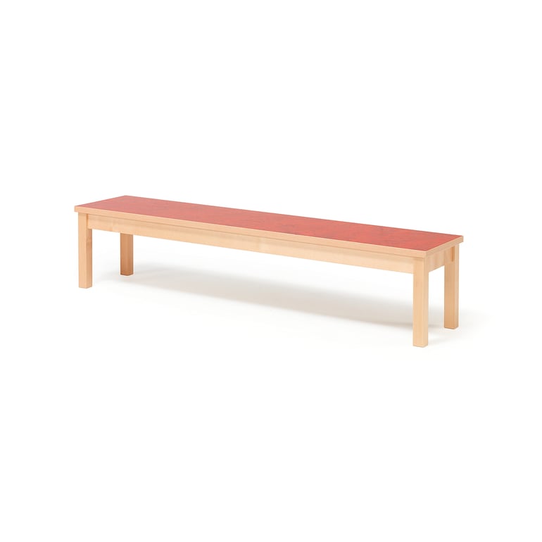 Sittebenk ZET, B1670 H440 mm, bøk/rød linoleum | AJ Produkter