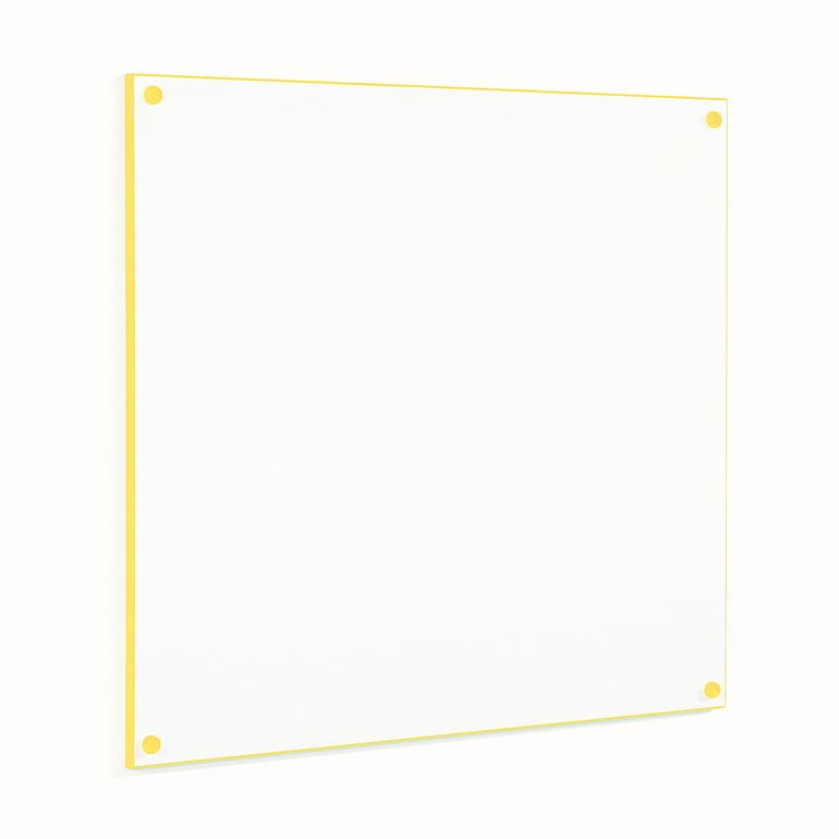Frameless whiteboard, 1476x1176 mm, yellow edging | AJ Products UK