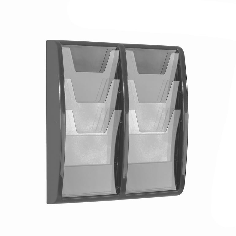Brochure rack PANORAMA, A4, 6 comps, 502x521 mm, grey | AJ Products IE