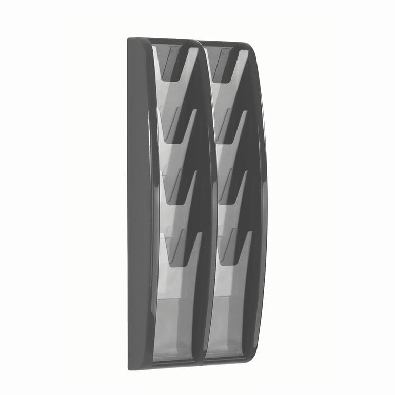 Brochure rack PANORAMA, 1/3 A4, 8 comps, 255x521 mm, black | AJ Products UK
