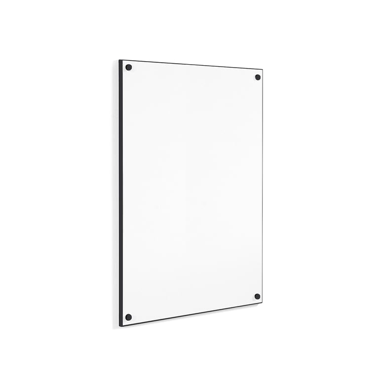 Frameless whiteboard, 876x578 mm, black edging | AJ Products UK