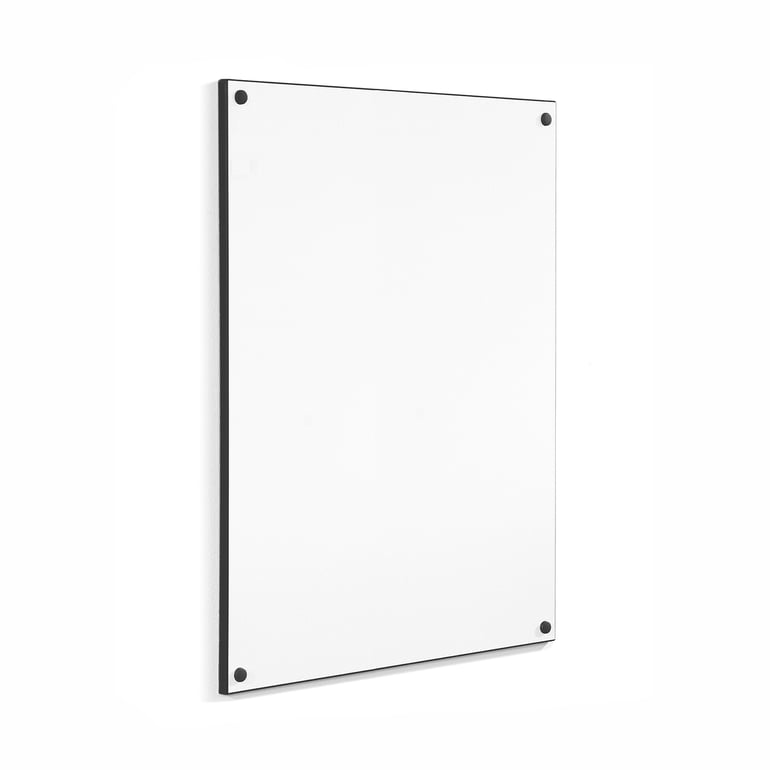 Frameless whiteboard, 1176x876 mm, black edging | AJ Products UK