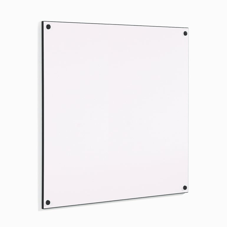 Frameless whiteboard, 1176x1176 mm, black edging | AJ Products UK