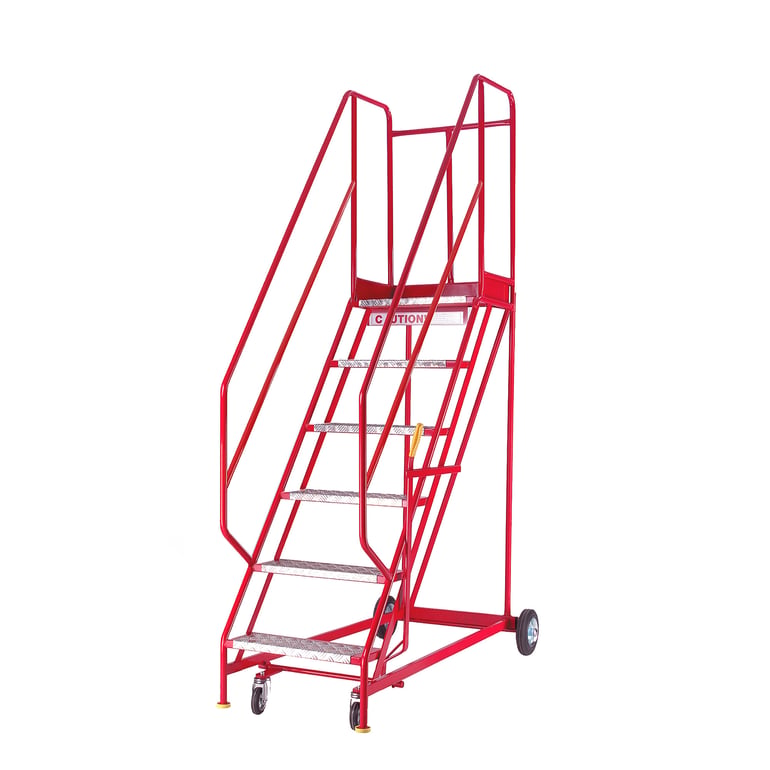 Mobile steps STEPTEK, 6 treads, H 1500 mm, aluminium | AJ Products UK