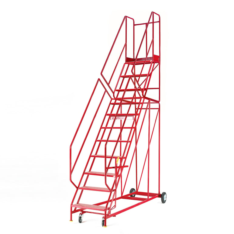 Mobile steps STEPTEK, 11 treads, H 2750 mm, punched | AJ Products UK