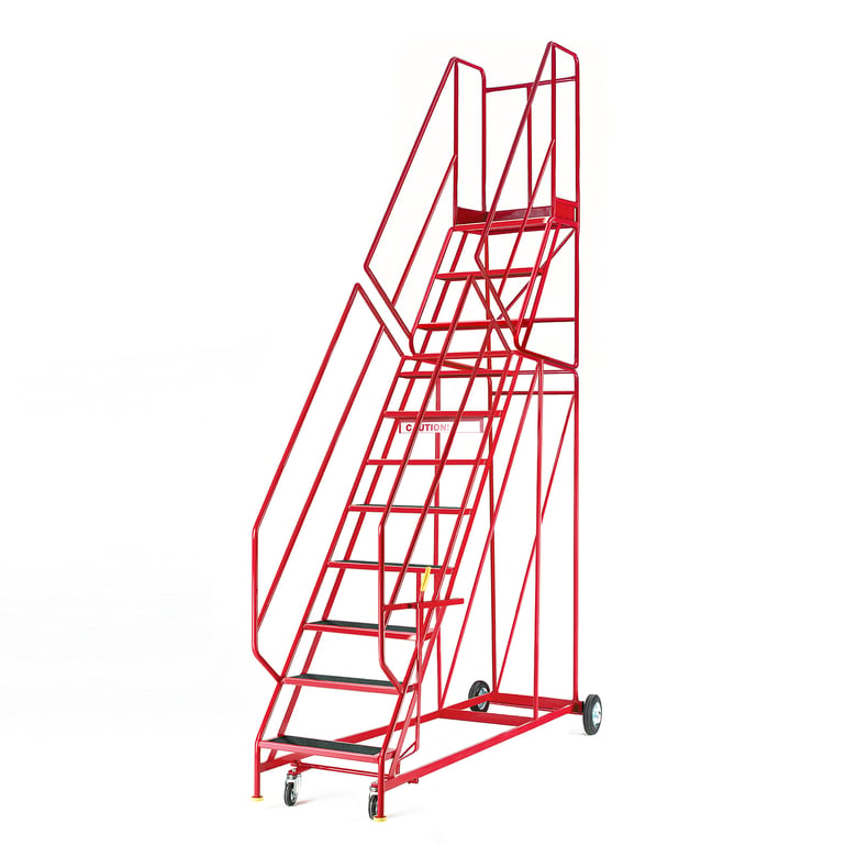 Mobile steps STEPTEK, 11 treads, H 2750 mm, anti-slip | AJ Products UK