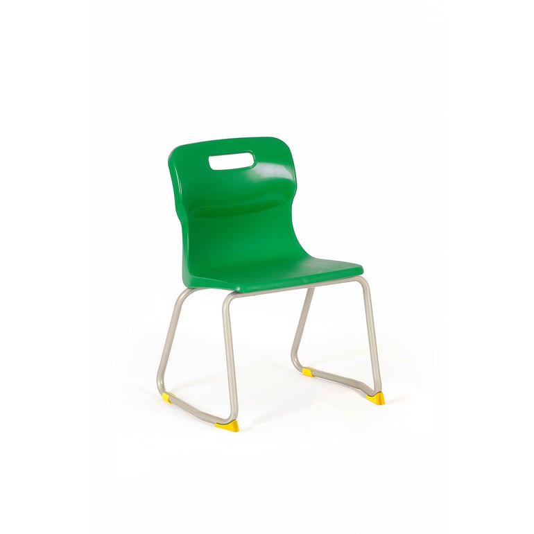 Skid frame plastic chair, H 350 mm, green | AJ Products UK