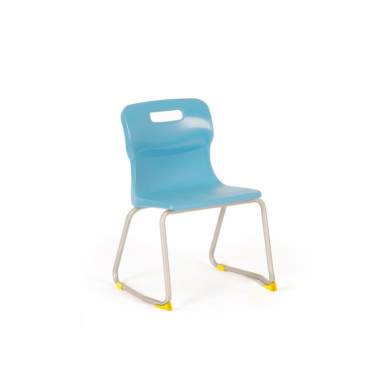 Skid frame plastic chair, H 350 mm, sky blue | AJ Products UK