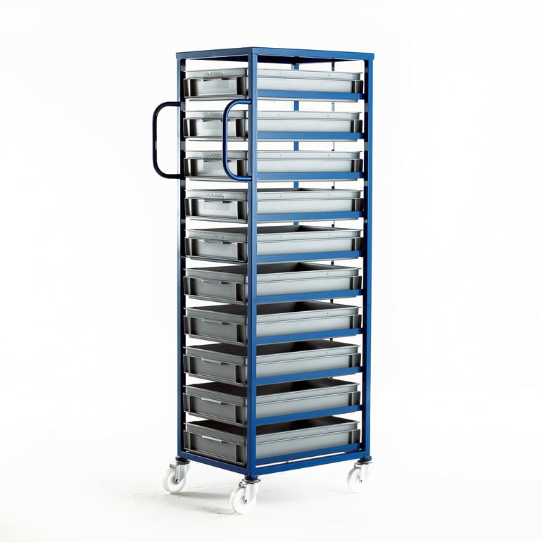 Mobile tray rack, 200 kg load, 10 trays, H 1710 mm | AJ Products UK