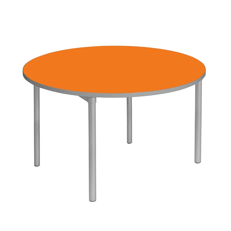 Dining table ENVIRO, round, Ø 1200x710 mm, orange, silver | AJ Products UK