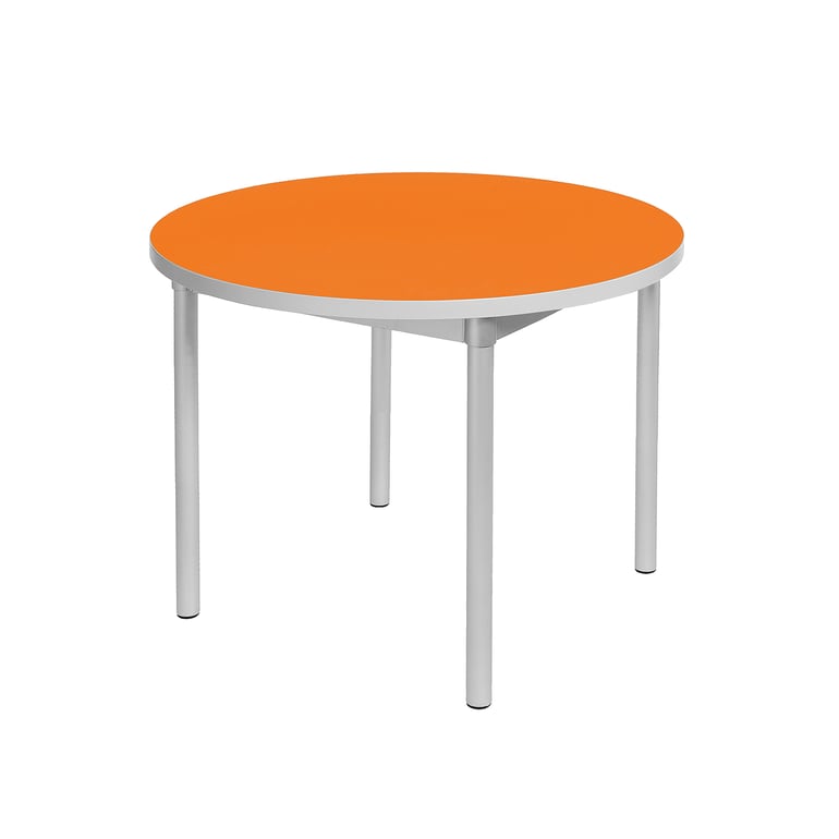 Dining table ENVIRO, round, Ø 900x640 mm, orange, silver | AJ Products UK