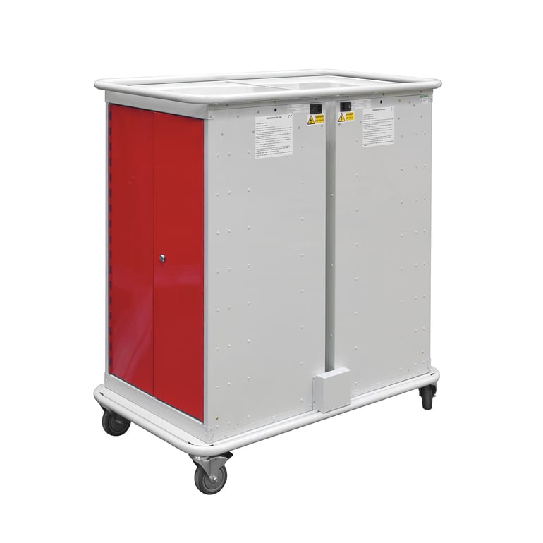 Charging laptop trolley, narrow, 16 comps, red | AJ Products IE