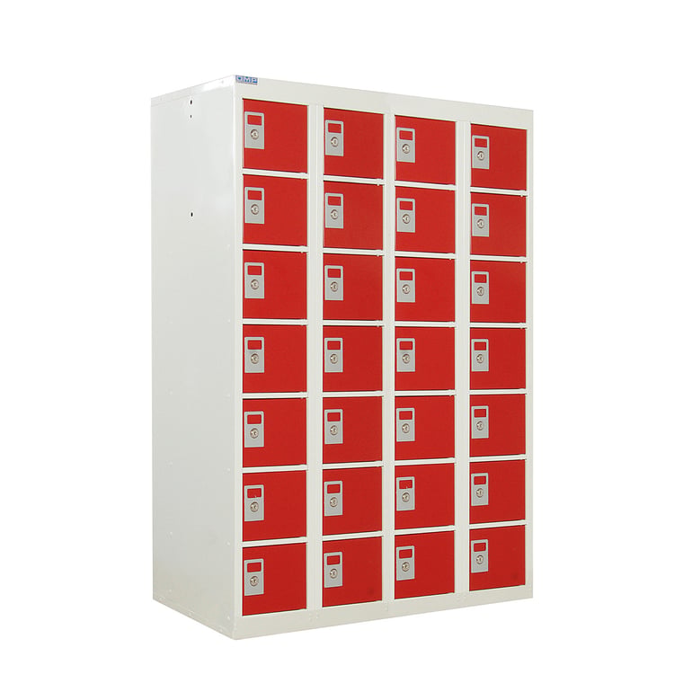 Personal effects locker, 28 comps, 1285x900x380 mm, red | AJ Products UK