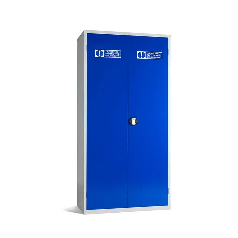 PPE cabinet, clothing & equipment, 1830x915x457 mm, dark blue | AJ ...