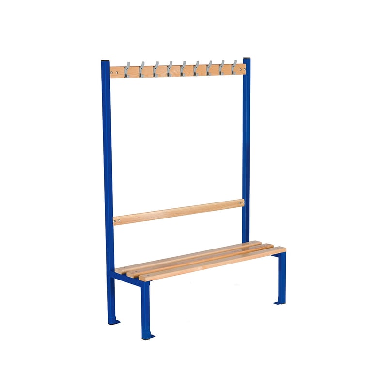 School bench ELITE, 9 hooks, 1200x400x1370 mm, dark blue | AJ Products UK