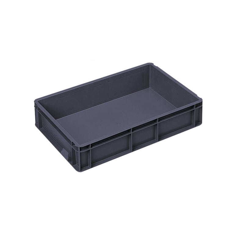 Euro box, solid, 600x400x118 mm, 21 L, grey | AJ Products IE