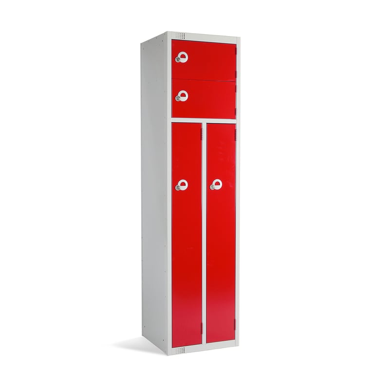 2 person locker, 1800x450x450 mm, red | AJ Products UK