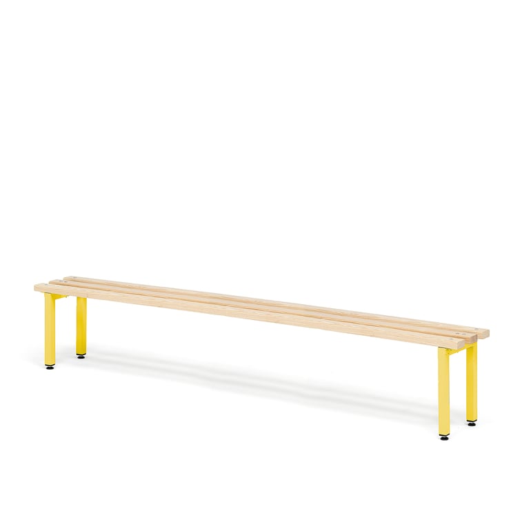 Changing room bench ELITE, 1800x300x390 mm, beech, yellow | AJ Products UK