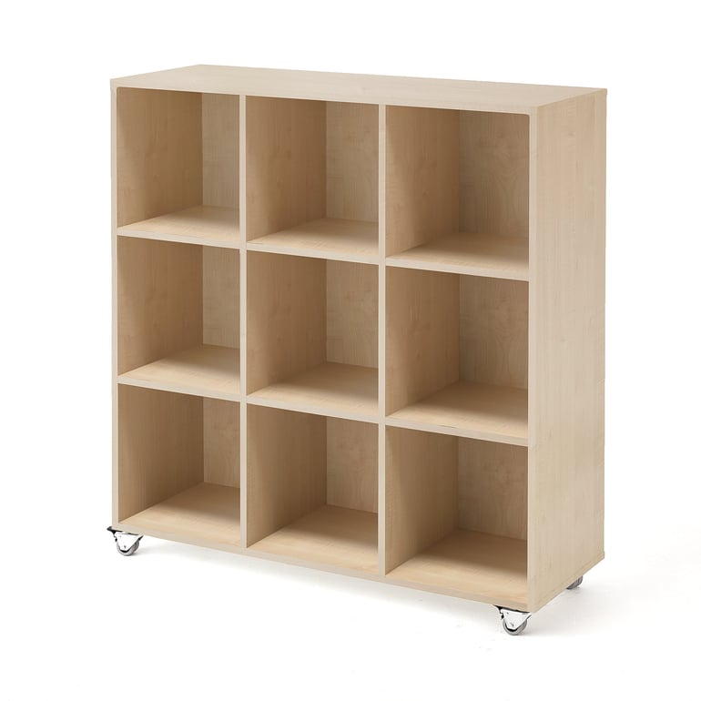 Mobile storage unit RAK, 9 comps, 1200x420x1250 mm, birch | AJ Products UK
