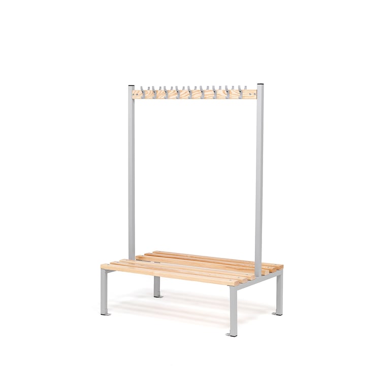 Double bench + hook rail ELITE, 18 hooks, 1200x760x1800 mm, grey | AJ ...
