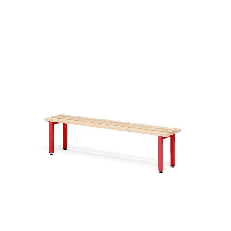 Changing room bench ELITE, 1200x300x390 mm, beech, red | AJ Products UK