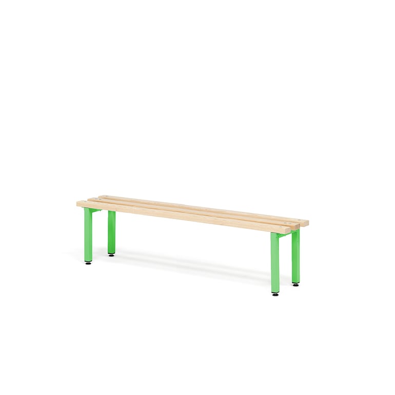 Changing room bench ELITE, 1200x300x390 mm, beech, green | AJ Products UK