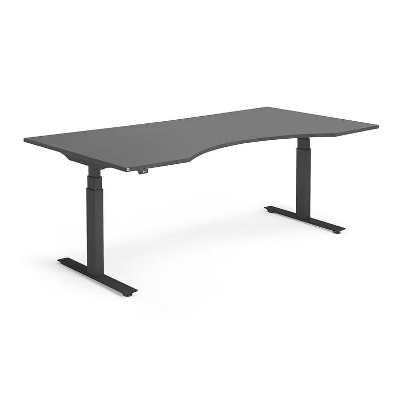 Standing desk MODULUS, wave, 2000x1000 mm, black frame, black | AJ ...