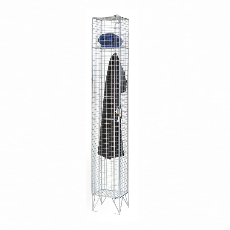Wire mesh locker, 1 door, 1980x305x457 mm | AJ Products UK