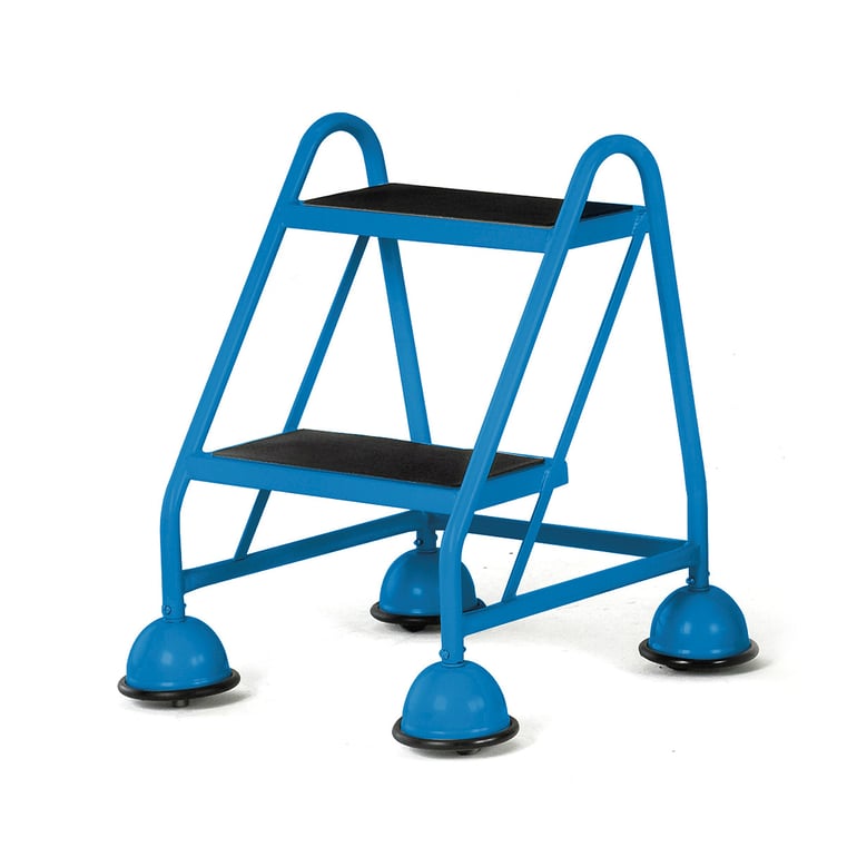 Mobile steps, anti-slip, no handrail, 2 treads, H 508 mm, blue | AJ ...