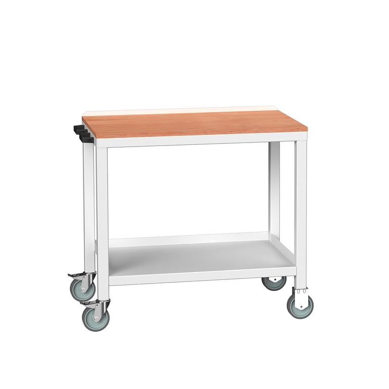 Mobile steel workbench BOTT®, 250 kg load, 1000x600x930 mm, multiplex ...